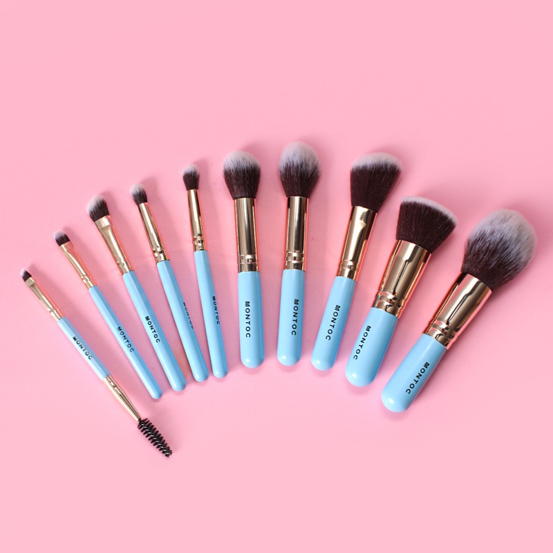 Kit Mini Brochas Viajero azul – Montoc Cosmetic Tools